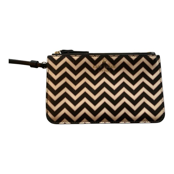 kate spade | Bags | Kate Spade Wristlet In Black White Chevron Print ...
